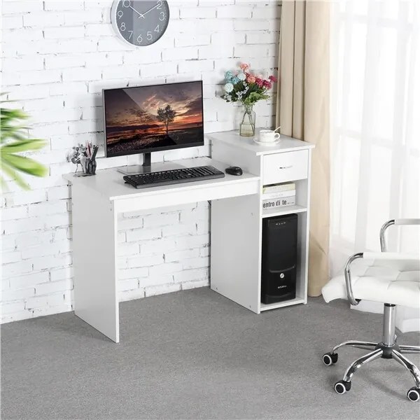 Psací stůl Yaheetech – bílá, 112 cm (délka) × 50 cm (šířka) × 82 cm (výška) (254234316789)