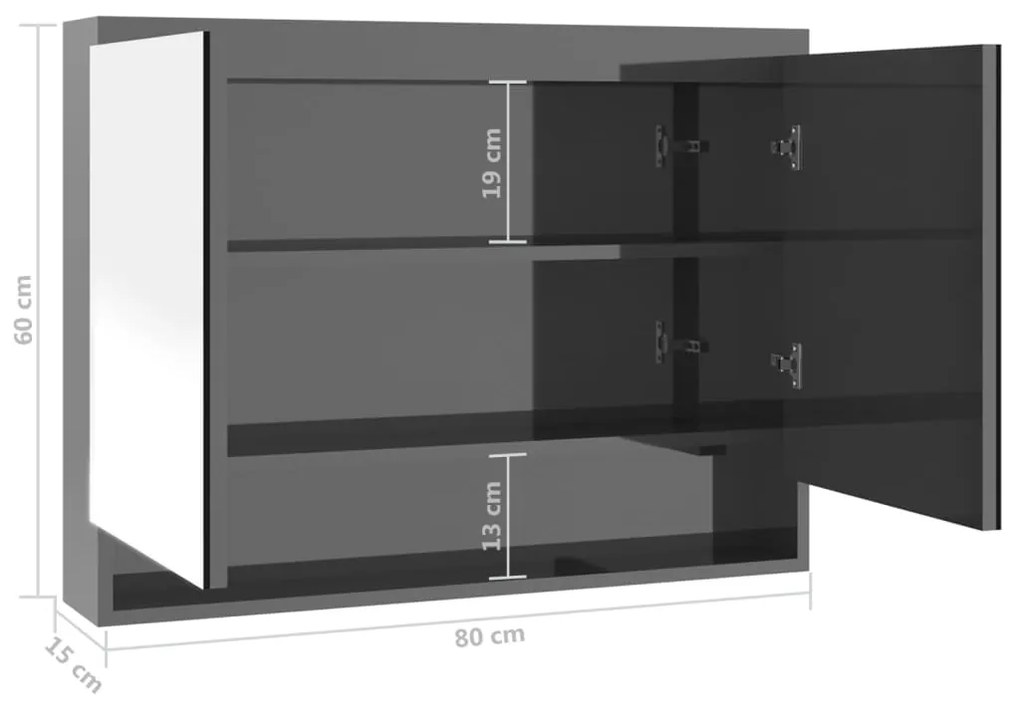 vidaXL Marketos Koupelnová skříňka se zrcadlem 80 x 15 x 60 cm MDF šedá