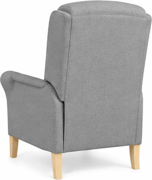 křeslo relaxační, odpočinkové, ušák, dřevo/textil, 101x95x75 cm, přírodní/světle šedá, Dekorino KR20260034