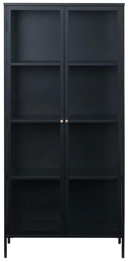 Černá kovová vitrína Unique Furniture Carmel 190 x 90 cm