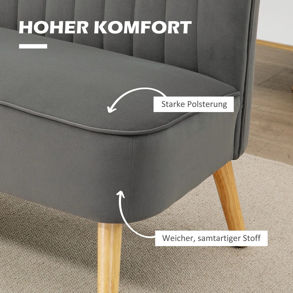 HOMCOM 2místná pohovka dvoumístný loveseat se vzhledem lnu, dvojsedák, dřevěné nohy, do 150 kg, tmavě šedá, 117 x 56,5 x 77 cm