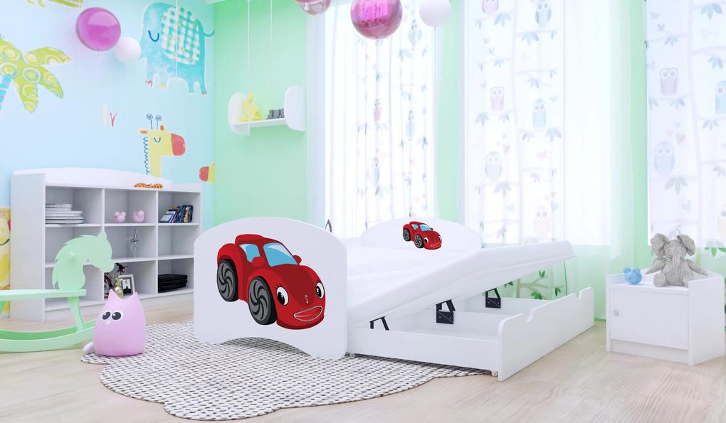 Svět pokojů Dětská postel Kevin pro dvě děti - pohádkové auto + matrace zdarma Barva: Zelená, Rozměr: 200x90 cm (+750 Kč), Zábrana: NE