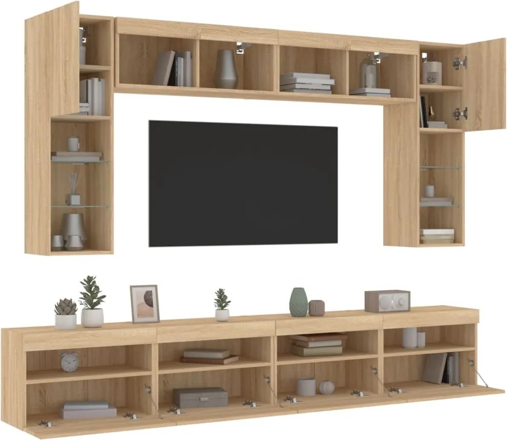 8dílná obývací stěna s LED osvětlením dub sonoma 3216766