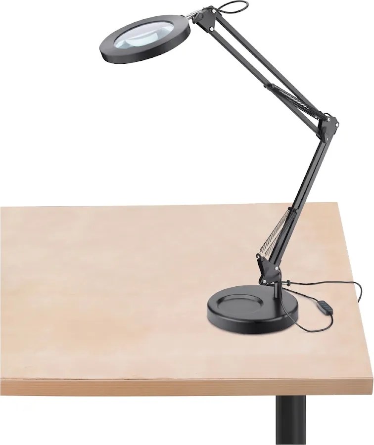 Lampa stolní s lupou, USB napájení, 1300 lm, 3 barvy světla, 5 × zvětšení EXTOL LIGHT 43160