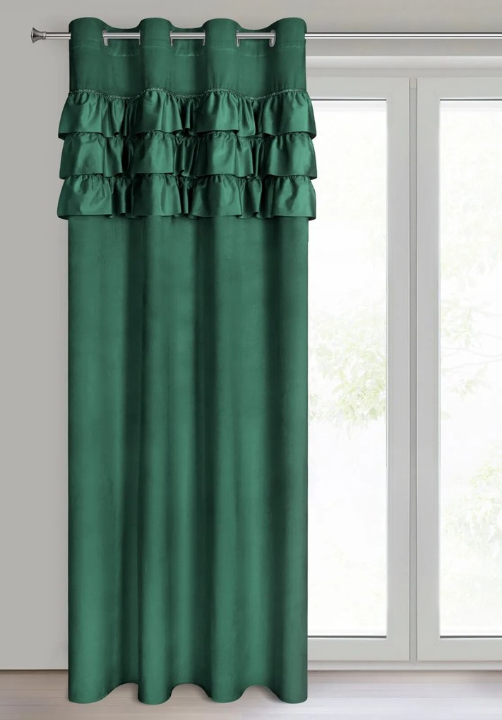 ZATEMŇOVACÍ ZÁVĚS NA KROUŽCÍCH SAMI 140X250 CM TMAVĚZELENÁ
