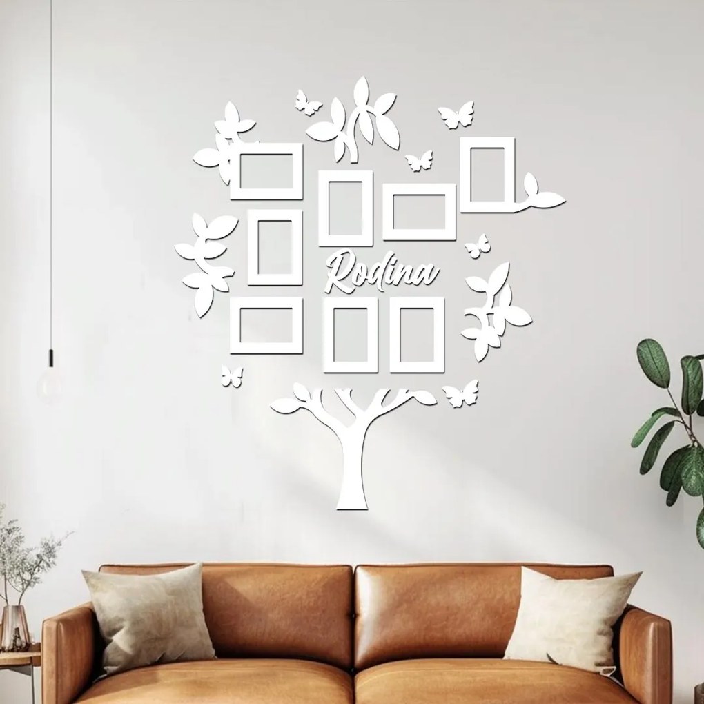 dřevo života Dřevěný fotorámeček na zeď FAMILY TREE Zvolte barvu dekoru: Bílá, Velikost fotorámečků: 109x117