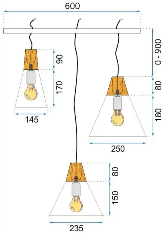 Toolight - Stropní svítidlo SCANDI 3xE27 APP064-3CP, Bílá-Hnědá, OSW-00110