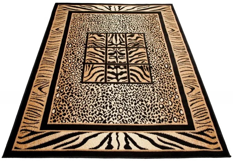 Kusový koberec ATLAS 6600A béžový černý Rozměr: 100x200 cm