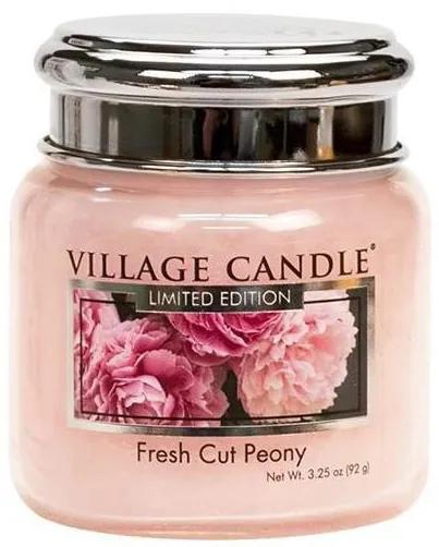 VILLAGE CANDLE Svíčka Village Candle - Fresh Cut Peony 92gr, růžová barva, sklo, kov, vosk
