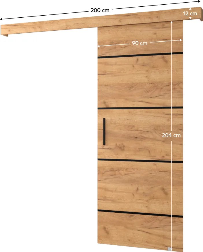 Posuvné dveře, dub craft zlatý/černá/černá, SALDOR 90 4