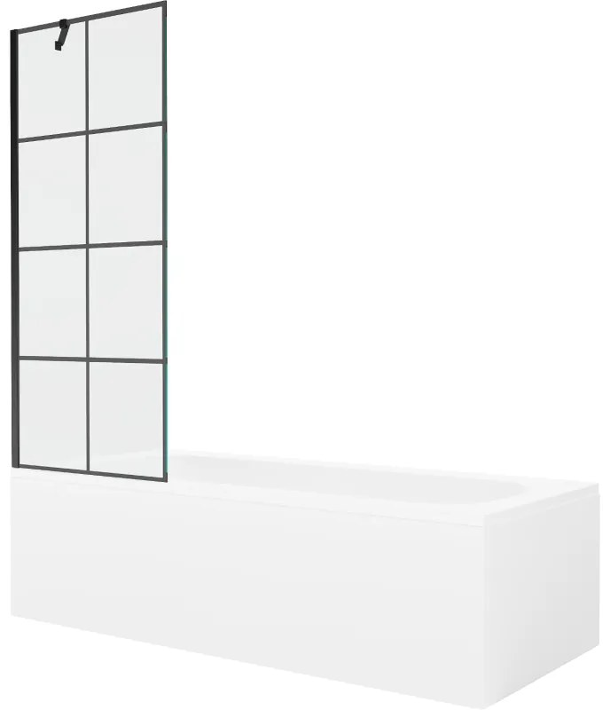 Mexen Vega obdélníková vana 170 x 70 cm s pláštěm 1-křídlovou zástěnou 70 cm, Černý vzor - 550117077X9507007077