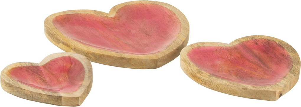 3ks servírovací prkénko z mangového dřeva ve tvaru srdce s vrstvou Enamel - 26*26*2 cm