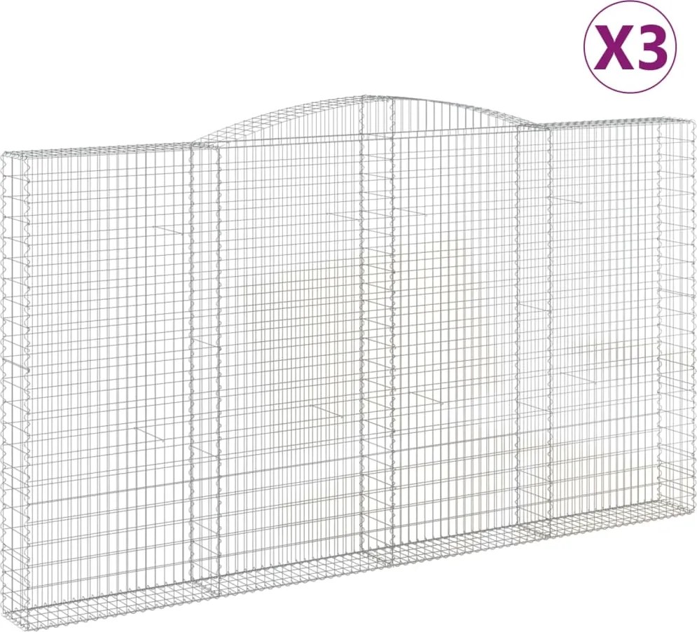 Klenuté gabionové koše 3 ks 400x30x220/240cm pozinkované železo 3146945