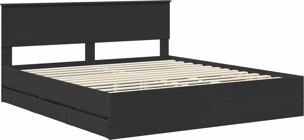 Rám postele se zásuvkou Černá 200 x 200 cm Inženýrské dřevo 3407950