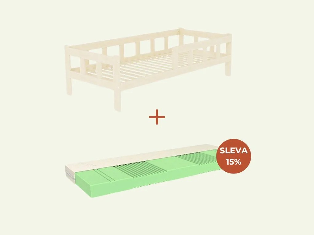 Benlemi Jednolůžko FENCE 4v1 se zábranou 90x200 cm + matrace ADAPTIC Zvolte barvu: Petrolejová, Zvolte zábranu: S otevřeným vstupem