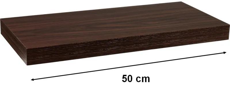 Nástěnná police STILISTA VOLATO - tmavé dřevo 50 cm