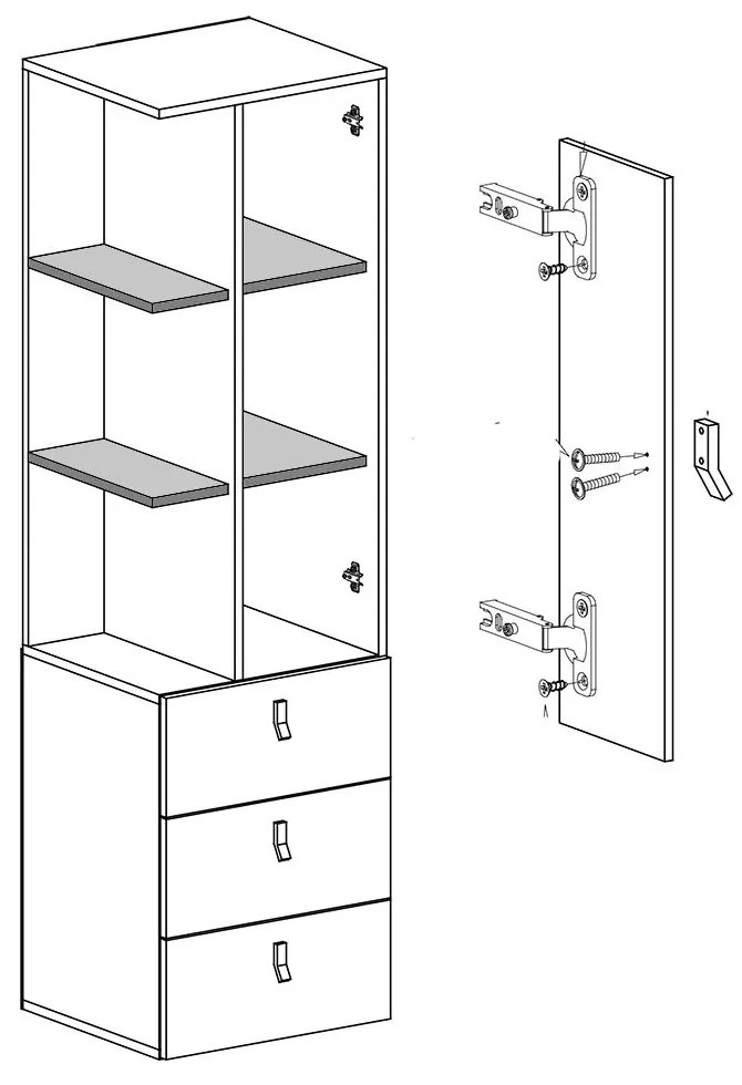 PLANET č | regál PL7 | 45 cm | černá/dub/béžová