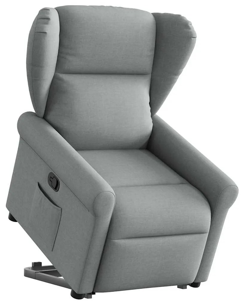 Zvedací polohovací křeslo světle šedé textil 3303374