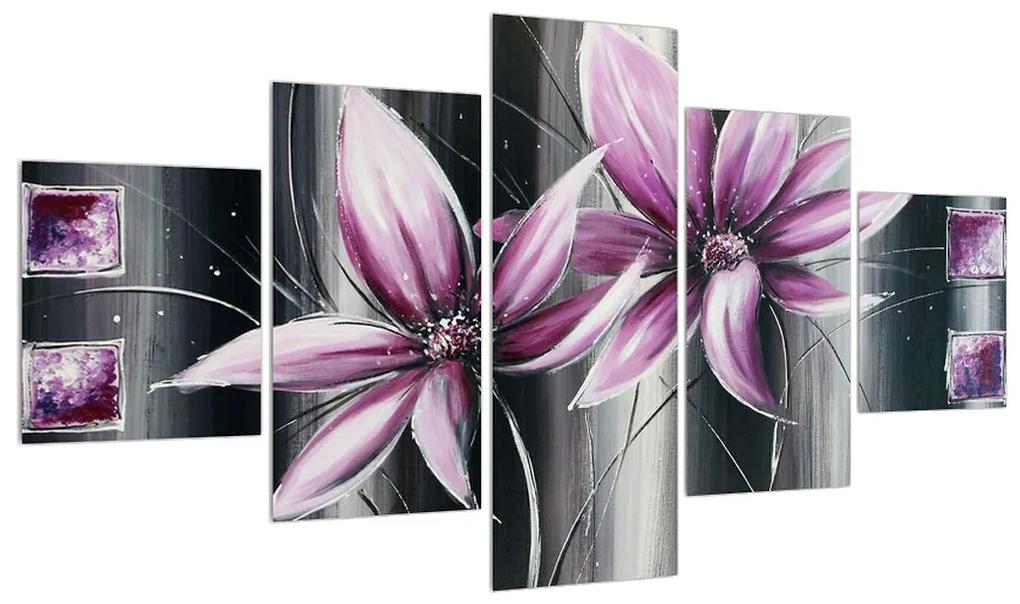 Moderní obraz květů (125x70 cm)