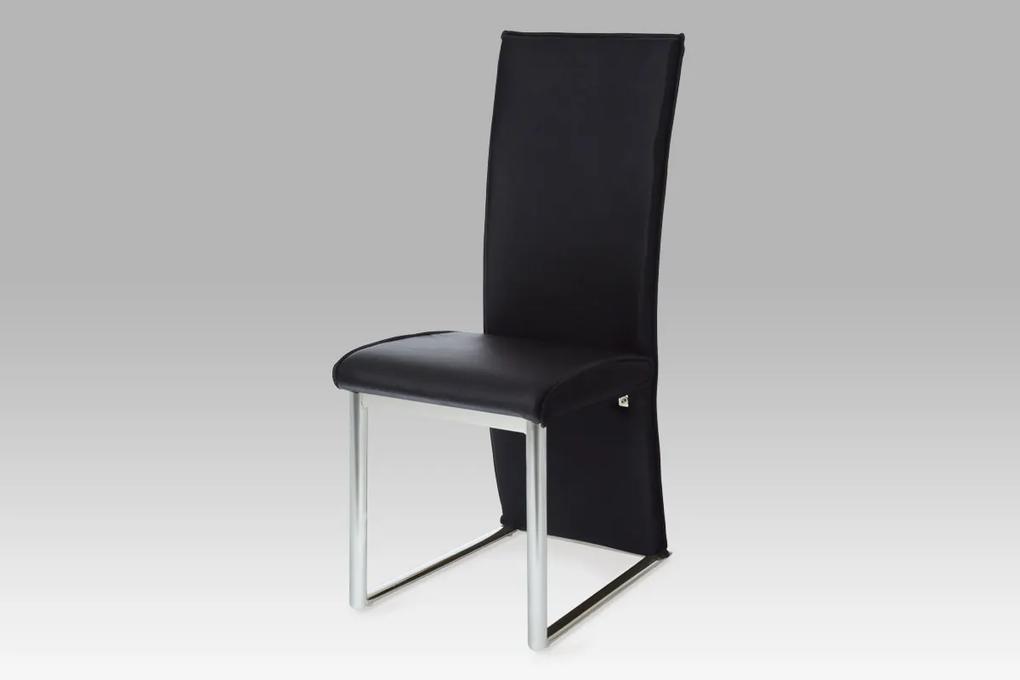 jídelní židle chrom/koženka černá AC-1367 BK