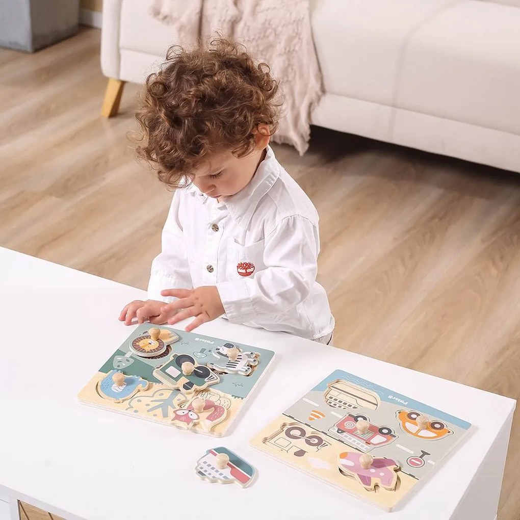 Dřevěné vkládací puzzle dopravní prostředky Viga