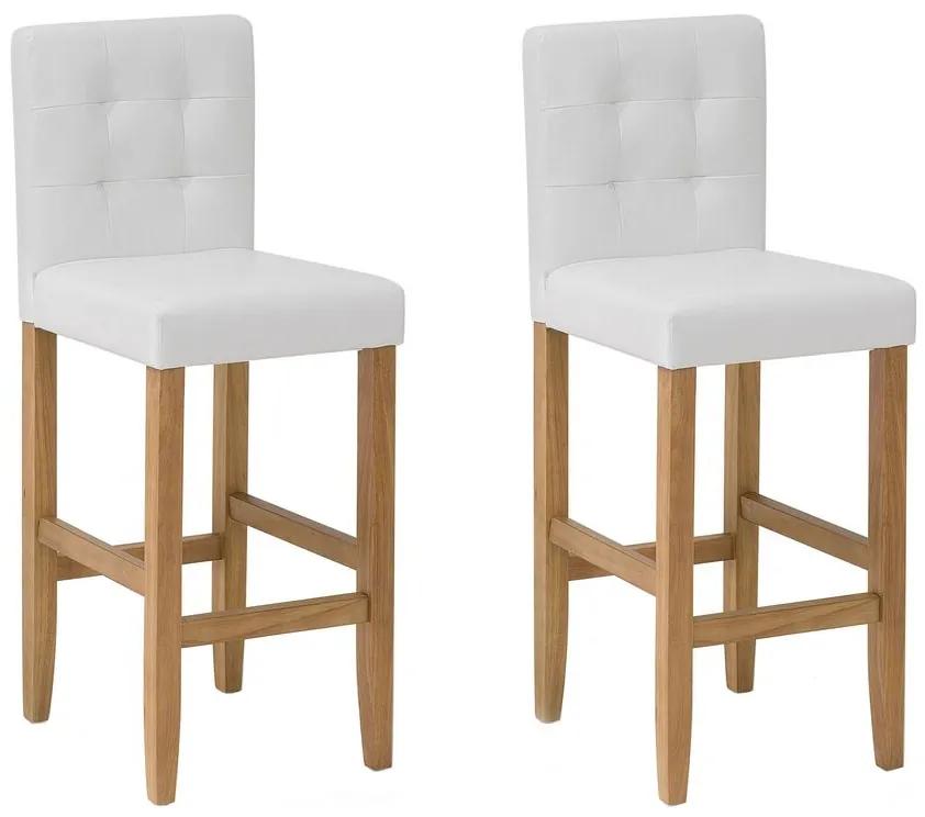 Sada dvou barových židlí čalouněných krémově bílá, MADISON Beliani