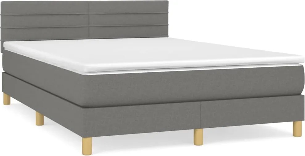 Box spring postel s matrací tmavě šedý 140 x 190 cm textil 3140690