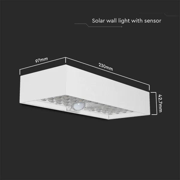 LED Solární nástěnné svítidlo se senzorem LED/6W/3,7V IP65 4000K 3000 mAh bílá