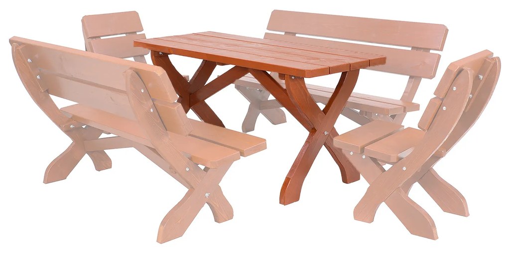 Drewmax MO111 stůl - Zahradní stůl z masivního smrkového dřeva 150x65x72cm - Týk