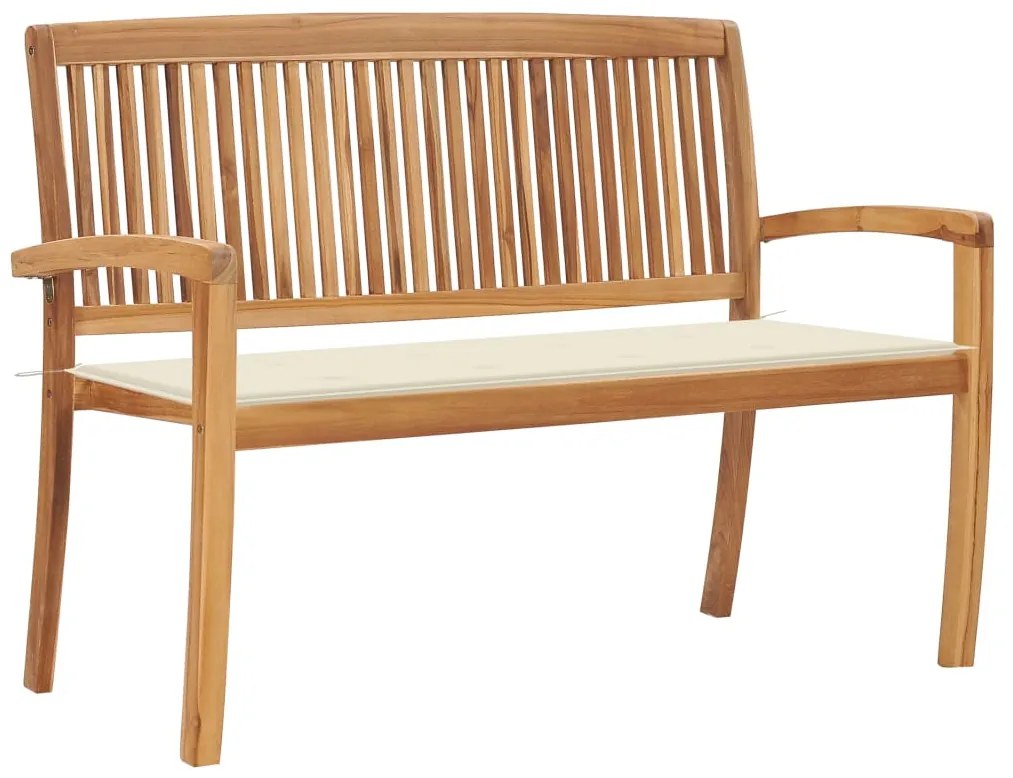 Stohovatelná zahradní lavice s poduškou 128,5 cm masivní teak 3063281