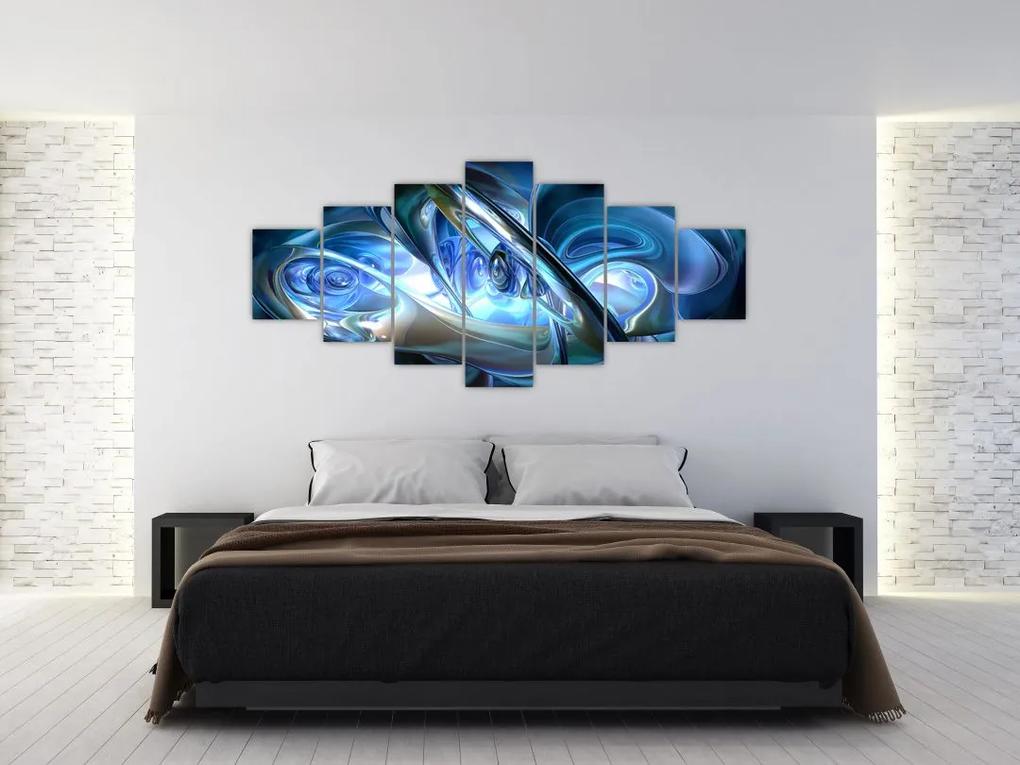 Obraz modrých fraktálů (210x100 cm)