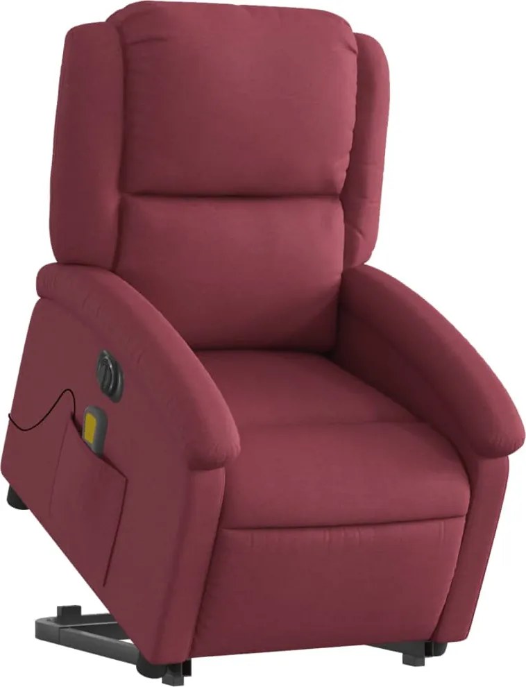 Elektrické zvedací masážní polohovací křeslo vínové textil 3204203