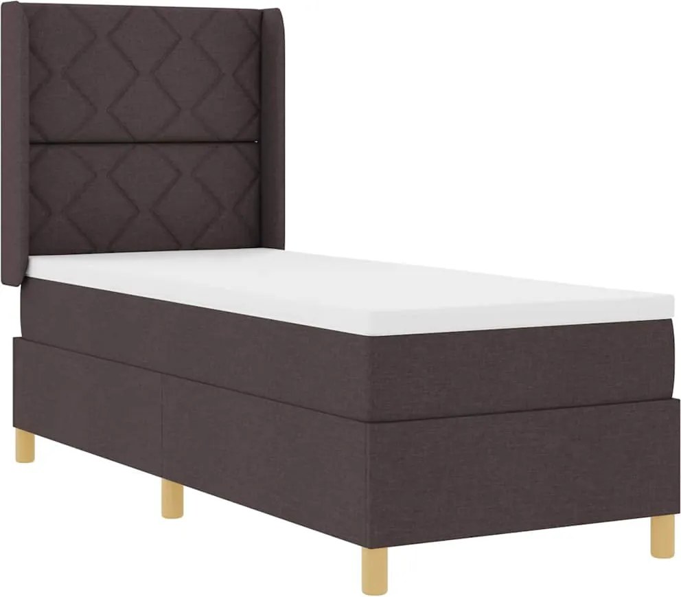 Postel s boxspringem s čelo Tmavě hnědá 80 x 200 cm textil 3341864