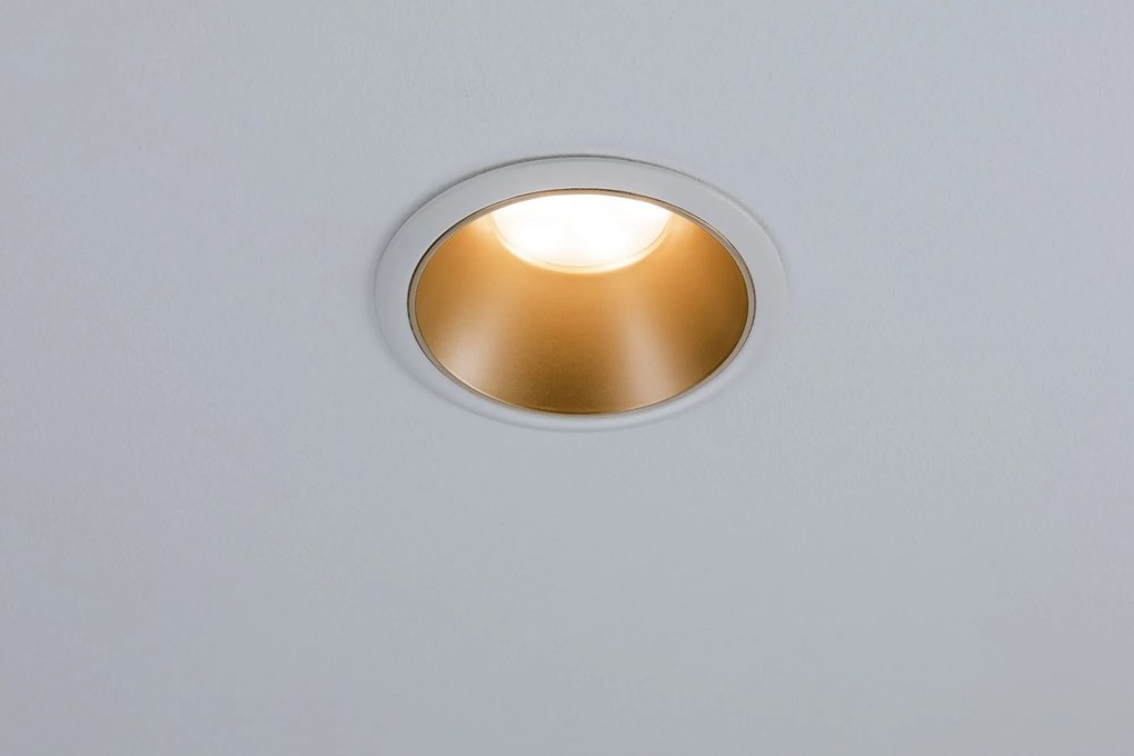 Paulmann 93405 Cole Coin, bodovka v bílo-zlaté úpravě, 1x6W LED 2700K tříkrokové stmívání, prům. 8,8cm, IP44