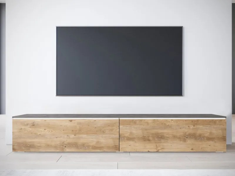 TV stolek Dlone 180, Barva: matera / breslau kaštan, Osvětlení: osvětlení LED - bílé