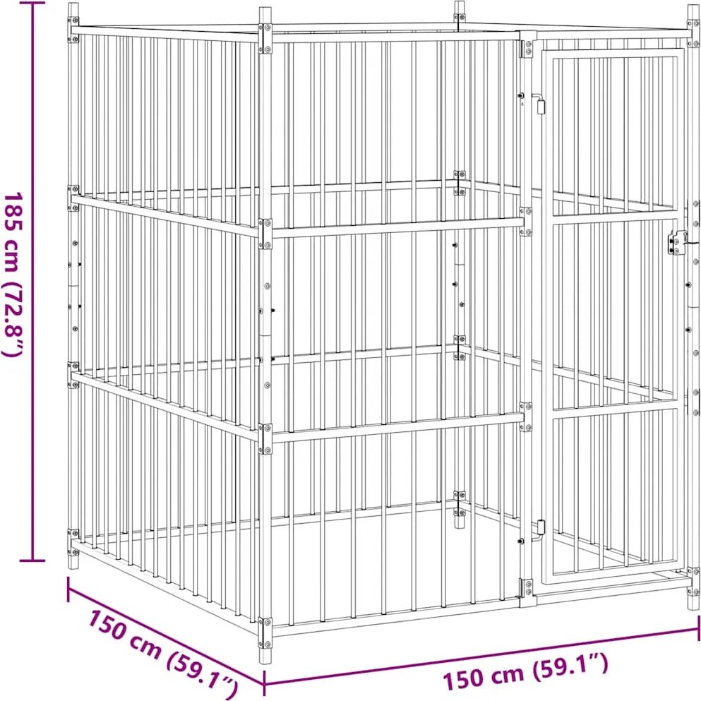 vidaXL Marketos Venkovní psí kotec 150 x 150 x 185 cm