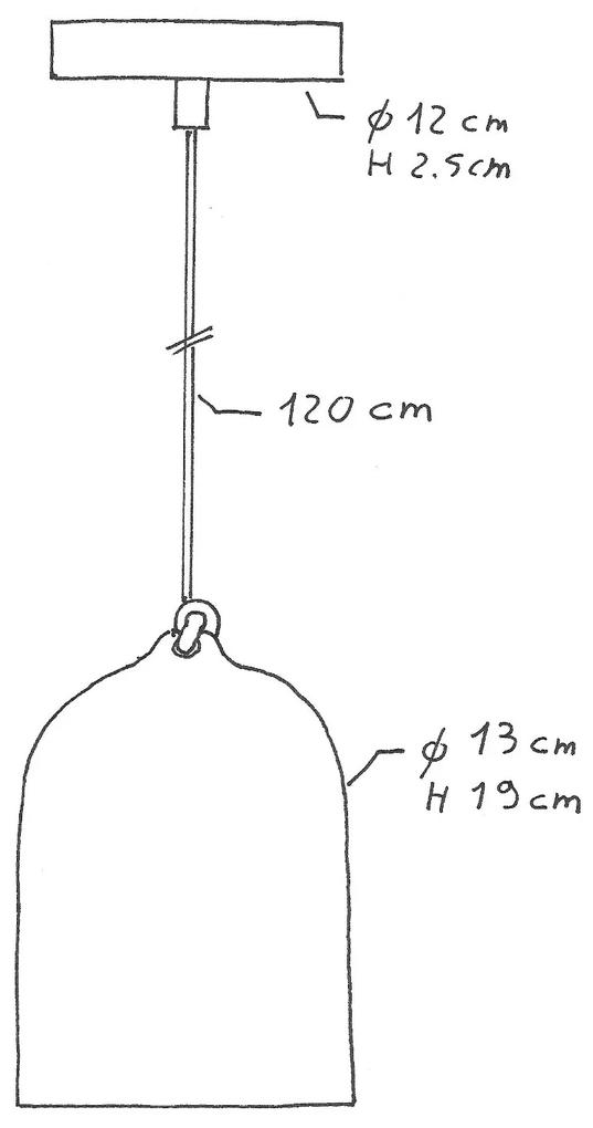 creative cables Závěsná lampa s textilním kabelem a keramickým stínidlem mini zvon XS Barva: Černá-bílá