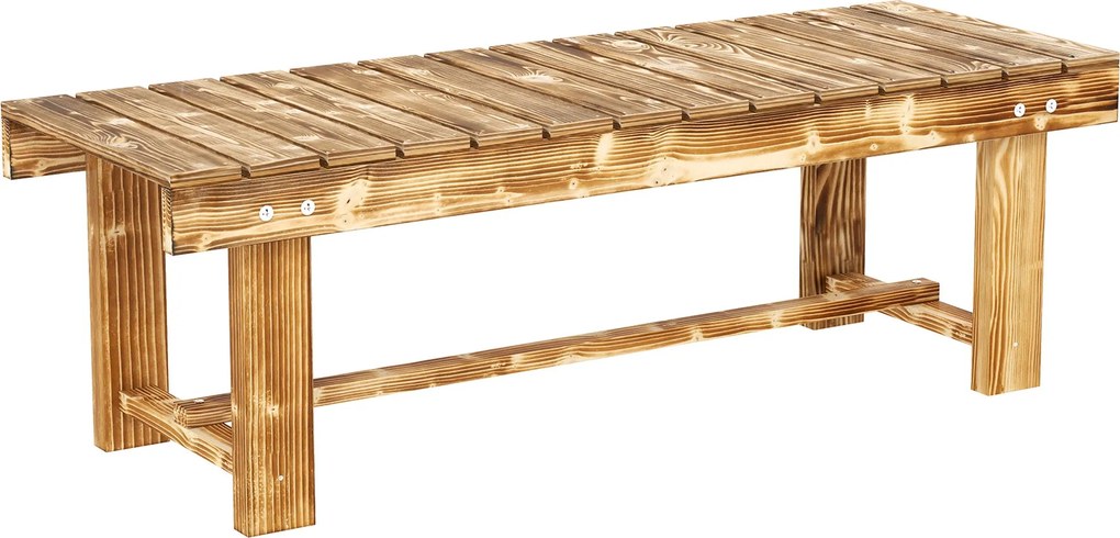 Outsunny Zahradní Lavice, Dvousedadlová Dřevěná Lavice, Zahradní Nábytek, Rustikální Lavice, Masivní Dřevo, Tmavě Hnědá, 110 x 38 x 35 cm | Aosom