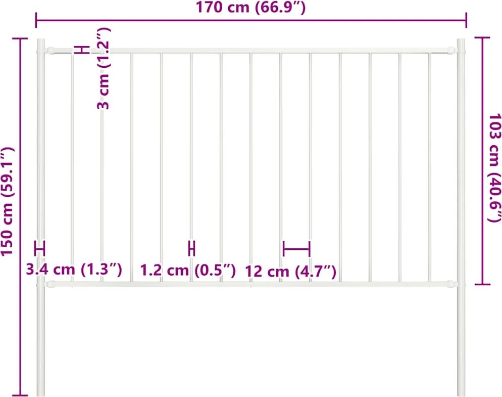 Plotový panel Woerden se sloupky ocelový 1,7x1 m bílý 145216