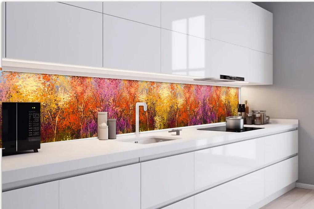 DIMEX | Fototapeta do kuchyně Barevné květinové pozadí KI-420-211 | 420 x 60 cm | vícebarevná, růžová, fialová, žlutá, oranžová