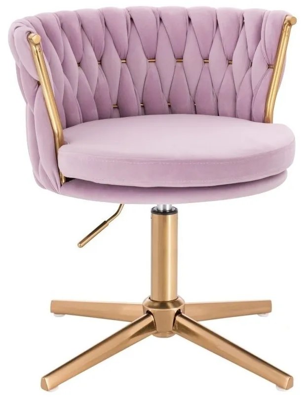 LuxuryForm DESIGN Otočná židle LYON VELUR na zlatém kříži - levandule