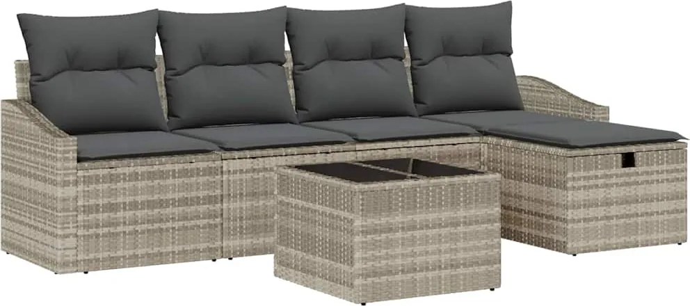 Set pohovek 6 ks Světle šedá polyratan 3359271