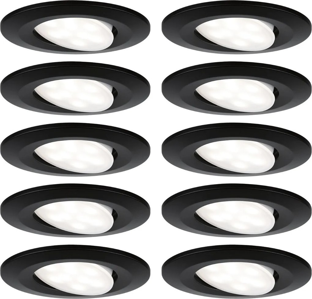 P 92462 LED vestavné svítidlo Calla základní sada výklopné IP65 kruhové 90mm 30° 10x6W 230V 4000K černá mat - PAULMANN