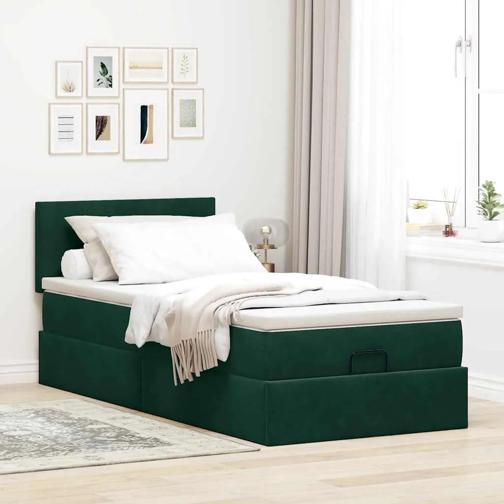 Osmanský rám postele s matrací tmavě šedá 80x200cm samet 3311666
