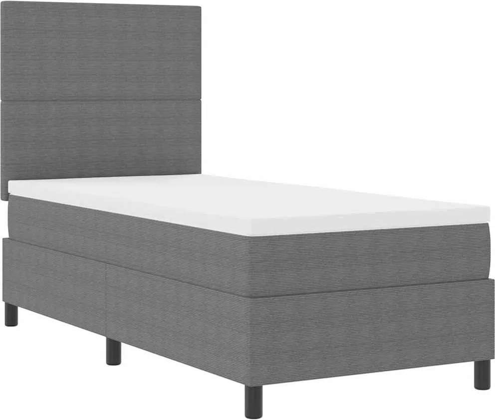 Postel s boxspringem s čelo Světle šedá a bílá 100 x 200 cm 3337543