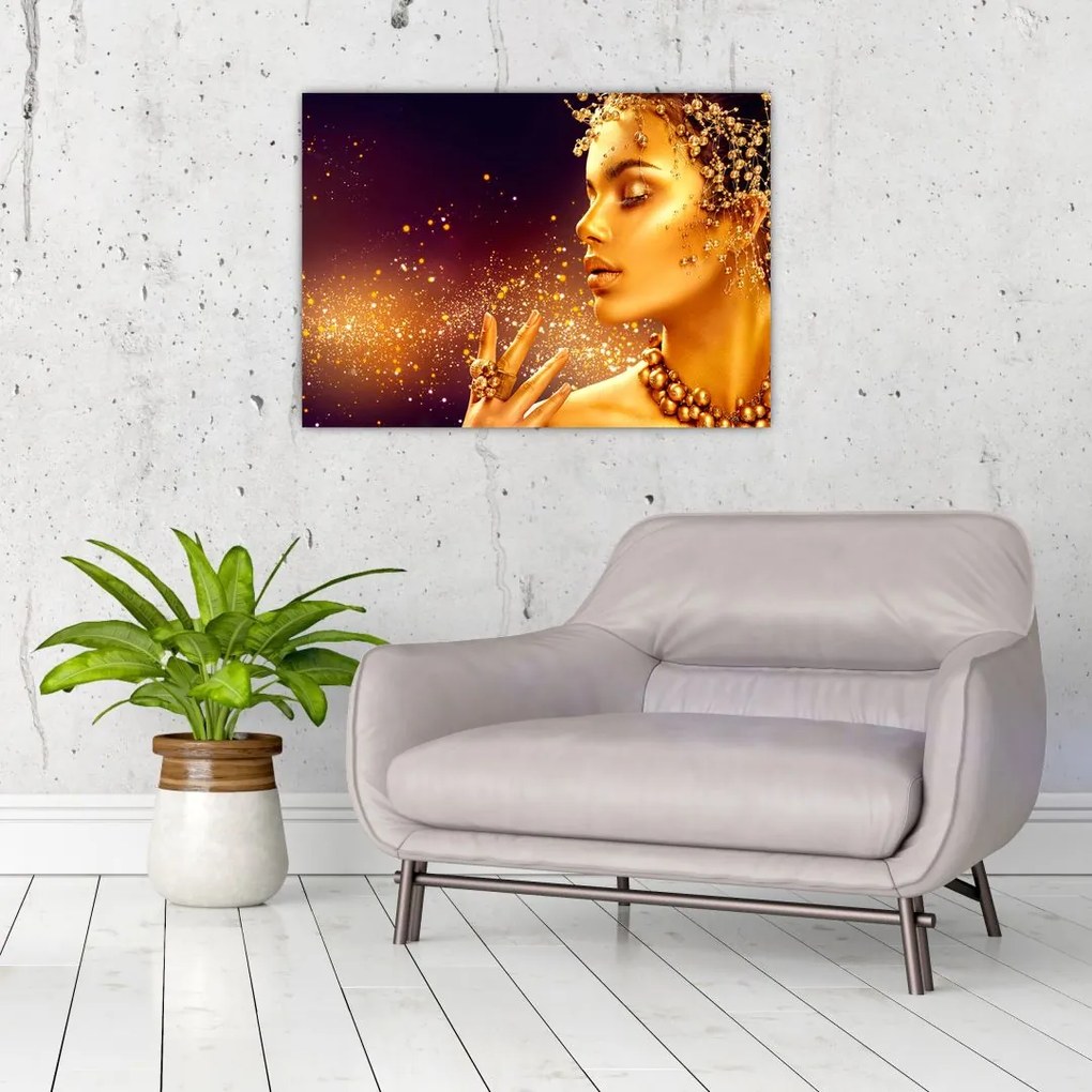 Skleněný obraz - Zlatá královna (70x50 cm)