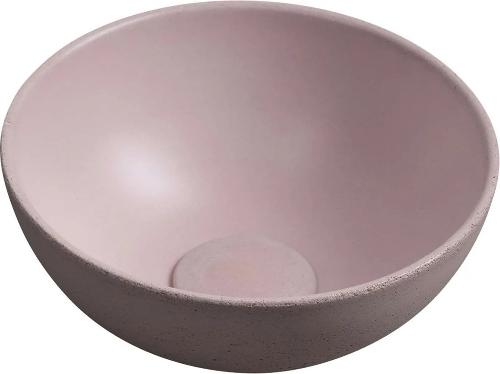 Sapho Small - Umývátko na desku Minor, průměr 26 cm, bez přepadu, bez otvoru pro baterii, matná růžová MR26021