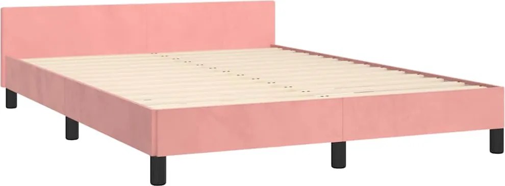 Rám postele s čelem růžový 140x200 cm samet 3125945