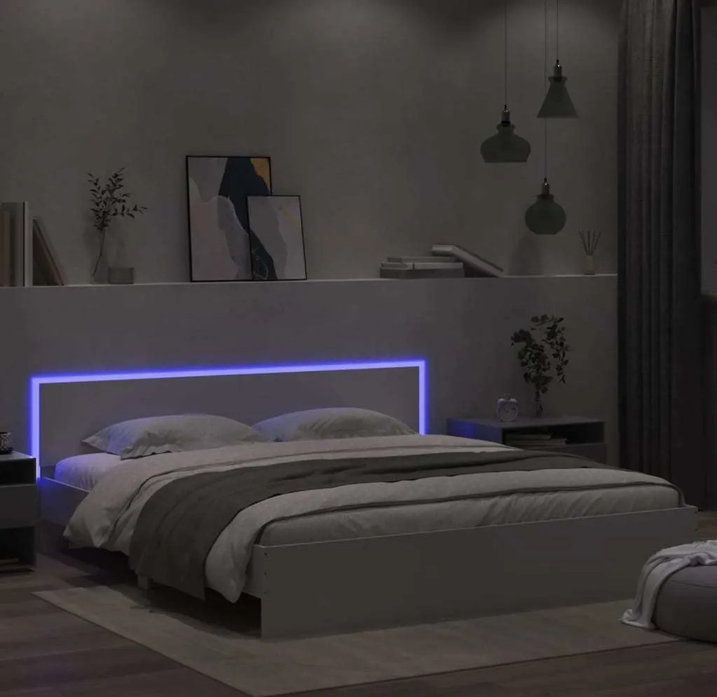vidaXL Rám postele s čelem a LED osvětlením 180 x 200 cm [3207594] Barva: dub sonoma
