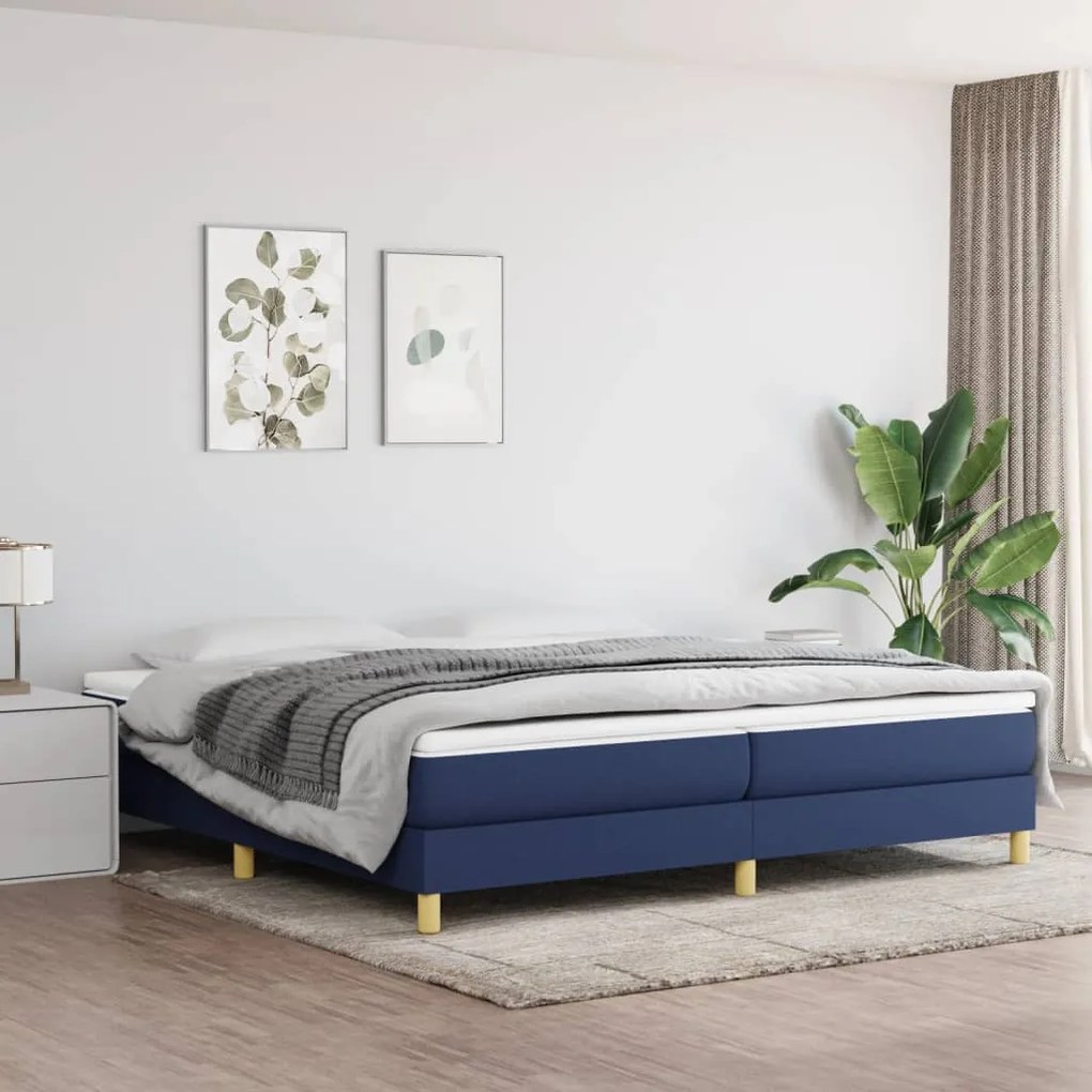 Rám postele s boxspringem modrý 200 x 200 cm textil 3120644